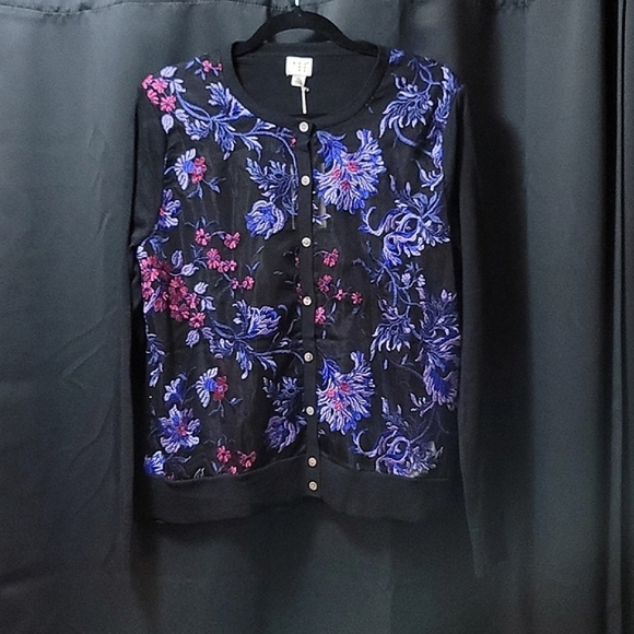 a new day | Sweaters | A New Day Floral Embroidered Sheer Lace Front ...